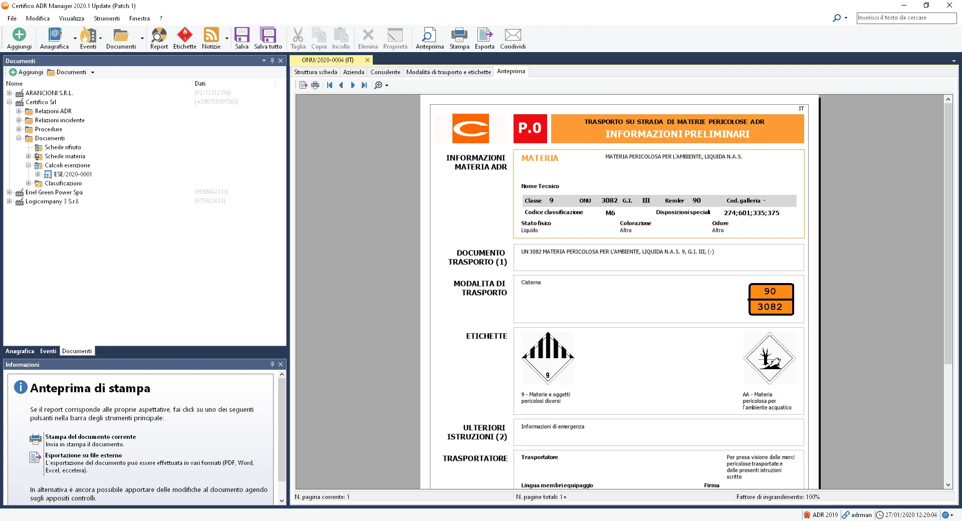 Documento di trasporto ADR: la dicitura corretta